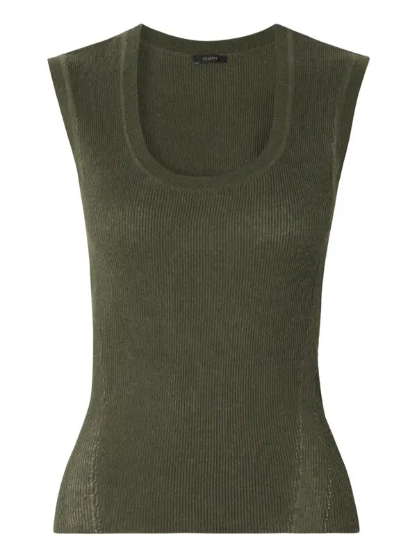 JOSEPH Alaou Ribbed Vest - Military Green