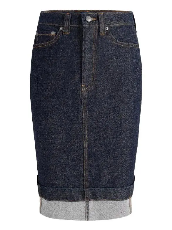 Khaite Kendra Cuffed Denim Skirt - Benson