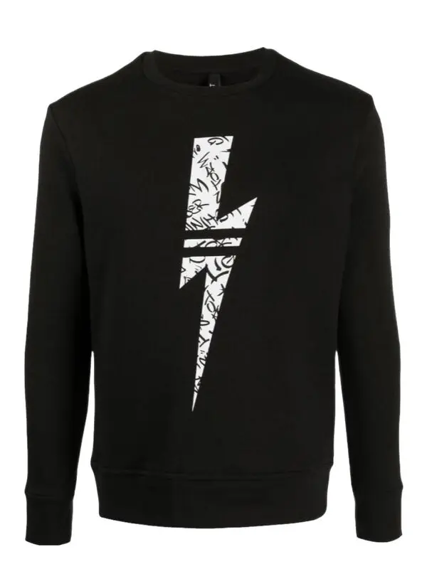 Neil Barrett Lightning Print Pullover - Black