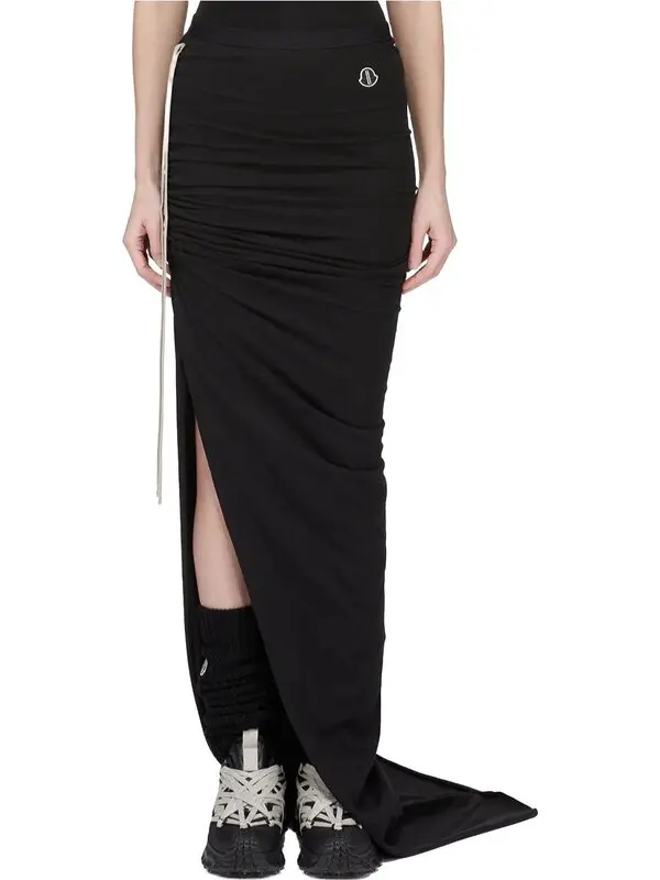 Moncler Striped Knit Long Skirt - Black