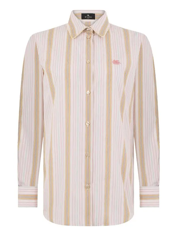 Etro Striped Curved Hem Shirt - White
