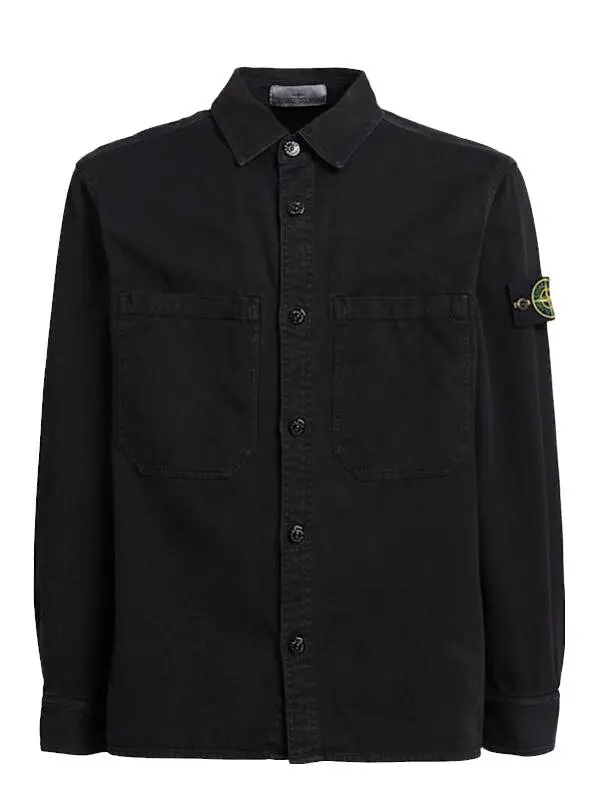 Stone Island Vintage Effect Cotton Shirt - Black
