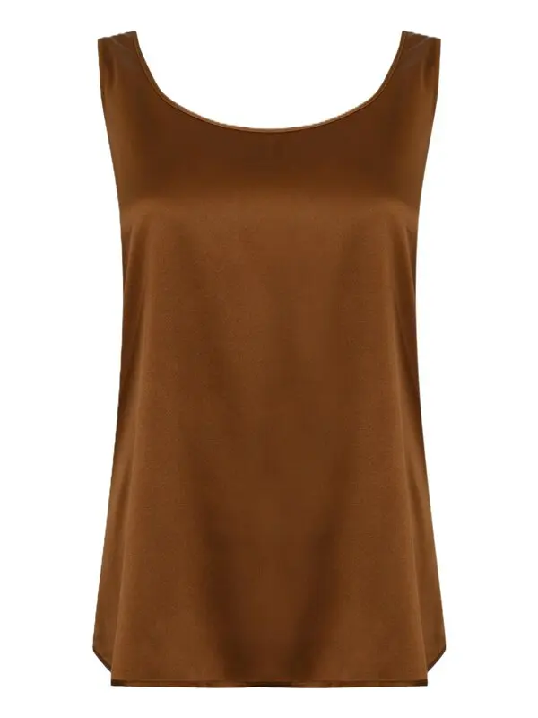 Max Mara Sleeveless Scoop Neck Top - Camel