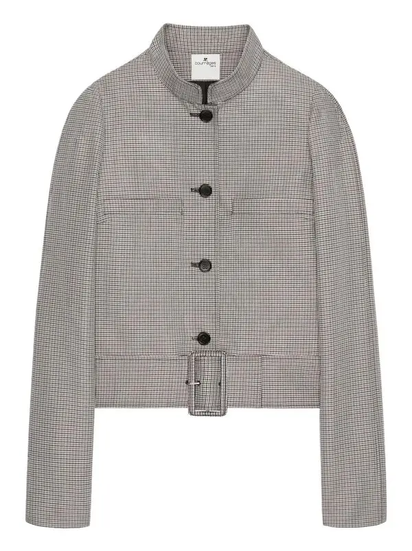 COURREGES Houndstooth Pattern Jacket - Natural/red/black
