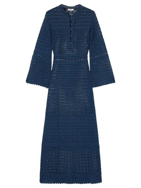 ERES Madone Crochet Knit Maxi Dress - Gasoline Color