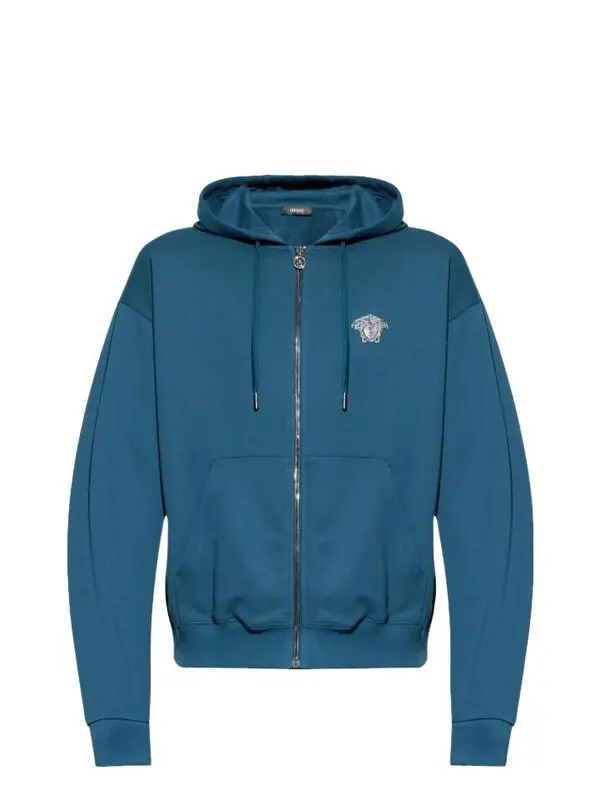 Versace Zip-up Drawstring Hoodie - Blue