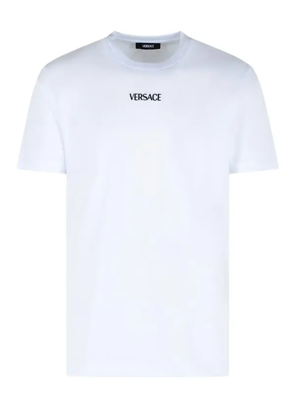Versace Logo-embroidered Crewneck T-shirt - White