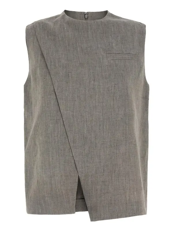 Loulou De Saison Della Asymmetrical Sleeveless Top - Grey
