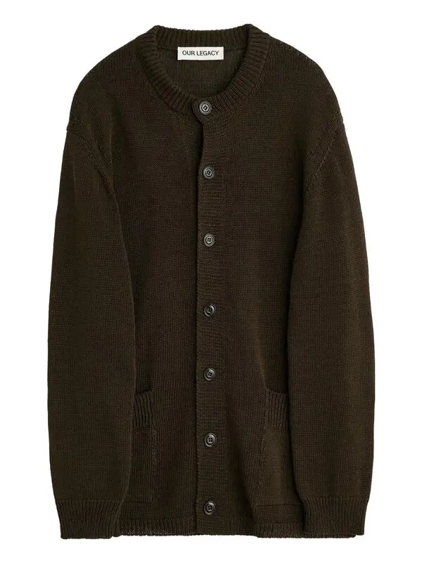 Our Legacy Textured Button-up Cardigan - Black Coffee