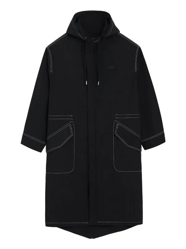 Ami Crinkled Long Parka - Black