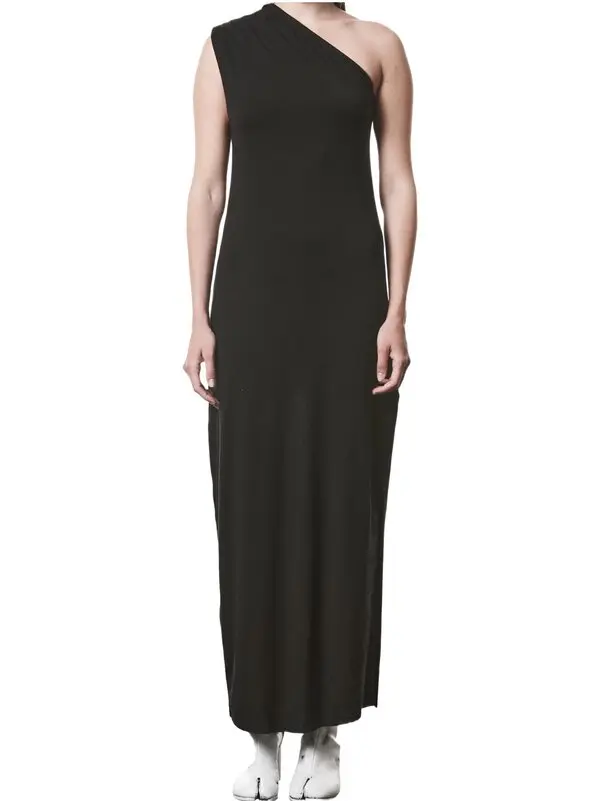 THOM KROM One Shoulder Sleeveless Maxi Dress With Side Slits - Black