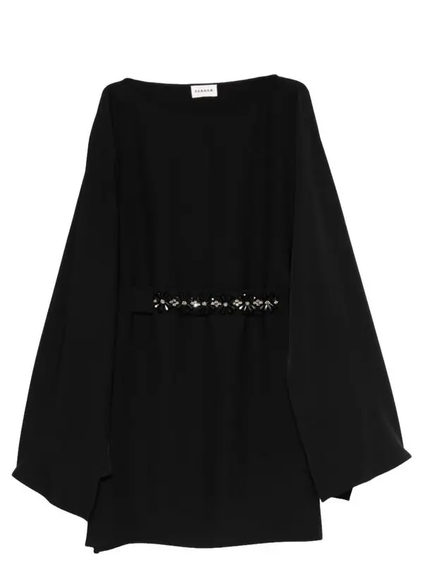 P.a.r.o.s.h Cape Dress With Embellished Belt - Black