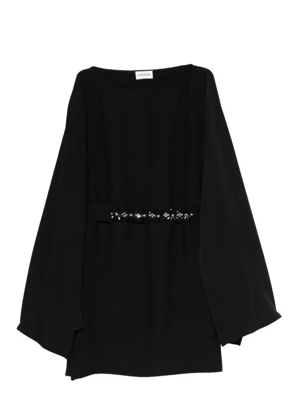 P.a.r.o.s.h Cape Dress With Embellished Belt - Black