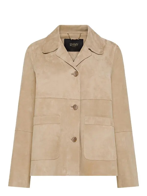 Seventy Suede Lapel Collar Jacket - Nude