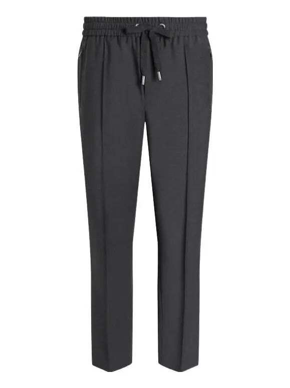 Dolce & Gabbana Topstitched Drawstring Trousers - Grey
