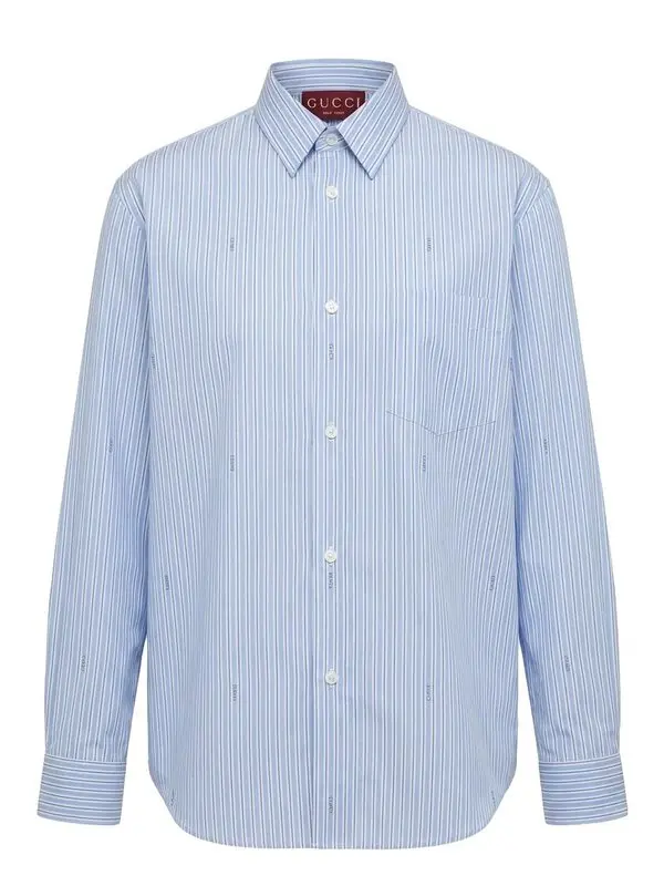 Gucci Striped Poplin Shirt - Light Blue