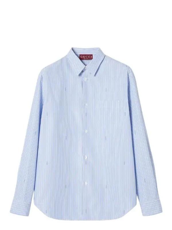 Gucci Striped Poplin Shirt - Light Blue