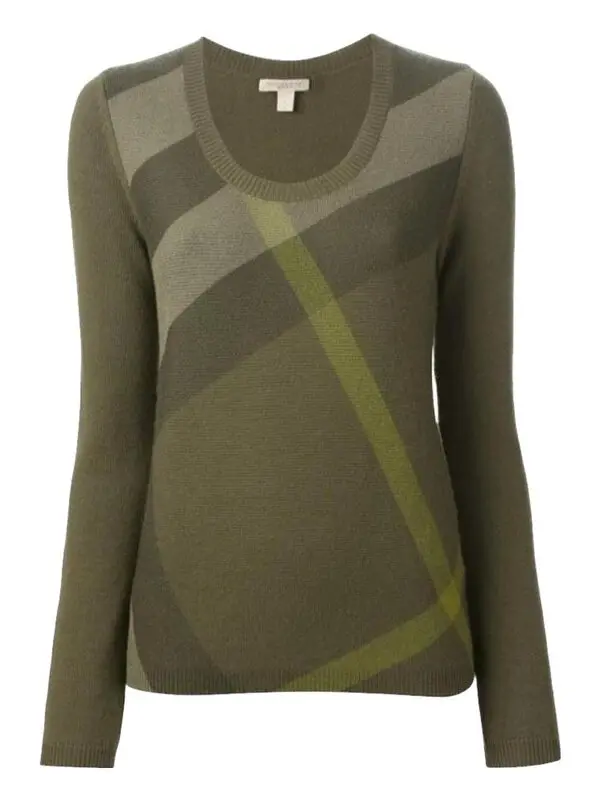 Burberry Round Neck Long Sleeve Sweater - Green
