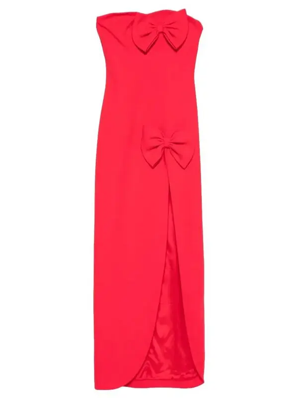 Alessandra Rich Strapless Gown With Bow Detail And Slit - Red