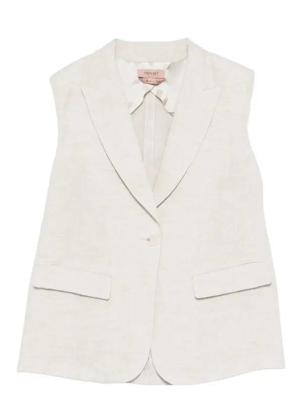 TWINSET Single-breasted Gilet With Flap Pockets - White