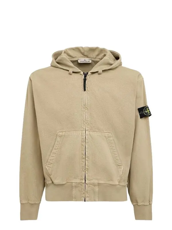Stone Island Vintage Effect Cotton Sweatshirt Hoodie - Nude
