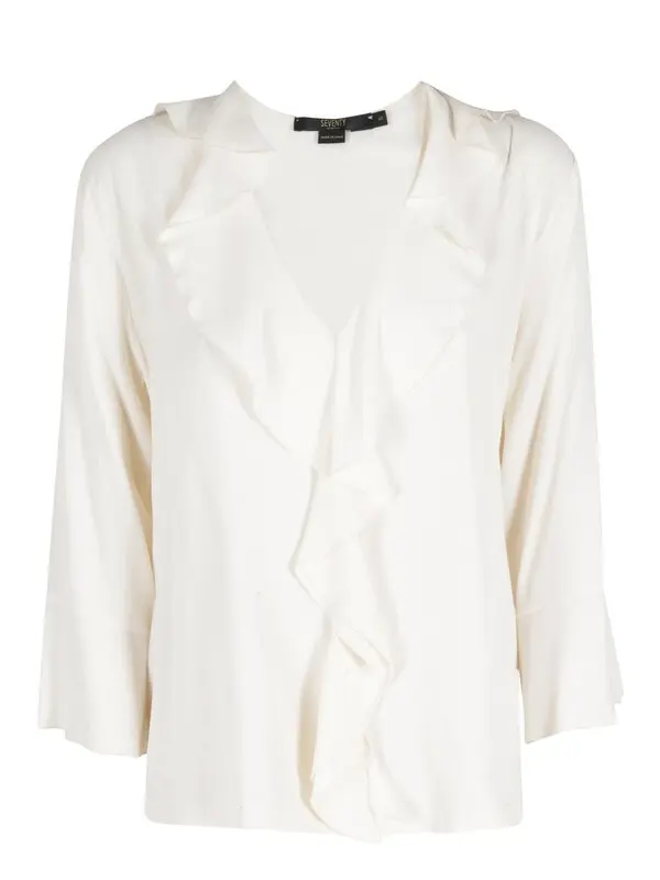 Seventy V-neck Ruffled Blouse - White