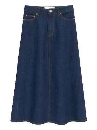 AMI Paris Denim High-waist Midi Skirt - Indigo