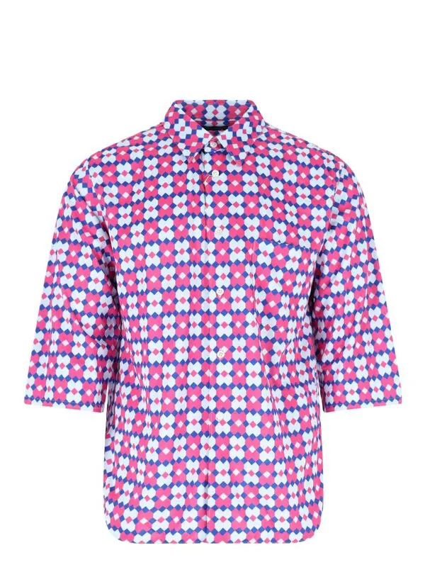 Comme Des Garçons Geometric Print Shirt - Blue