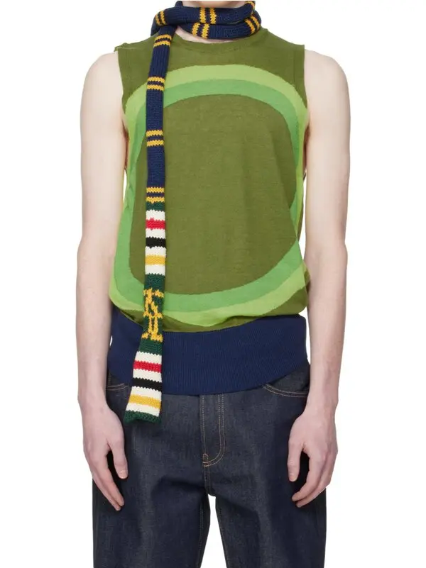 EDWARD CUMING Ribbed Knit Vest - Green