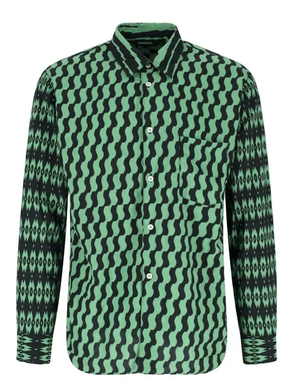 Comme Des Garçons Wavy Pattern Shirt - Green