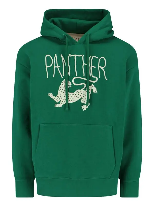 Valentino Garavani V Panther Patch Hooded Sweatshirt - Green