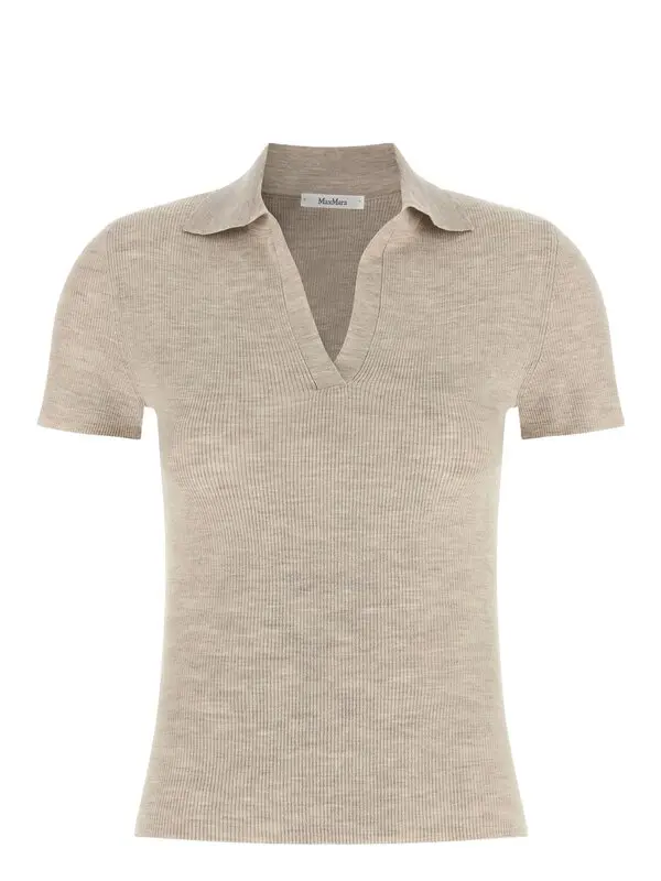 Max Mara Albero Ribbed Short-sleeved Polo Shirt - Nude