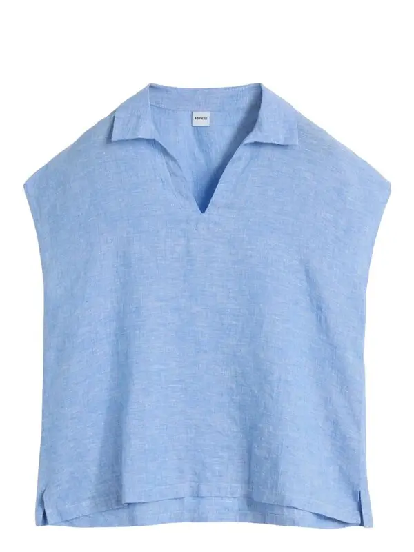 Aspesi Sleeveless Top With V-neck And Stitching Details - Blue