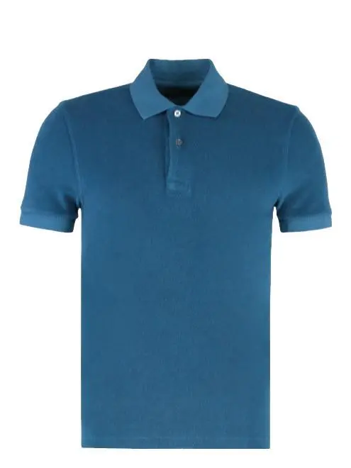 TOM FORD Short Sleeved Towelling Polo Shirt - Blue