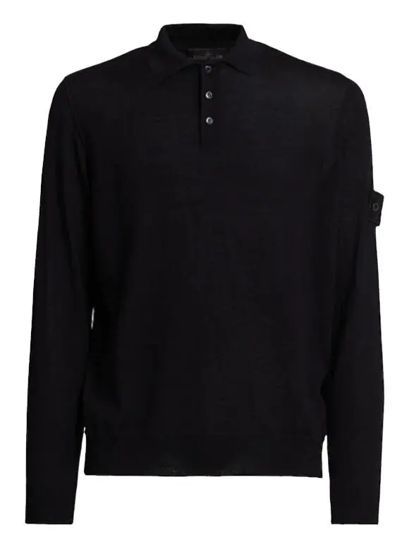 Stone Island L/s Light Wool Polo Navy - Black