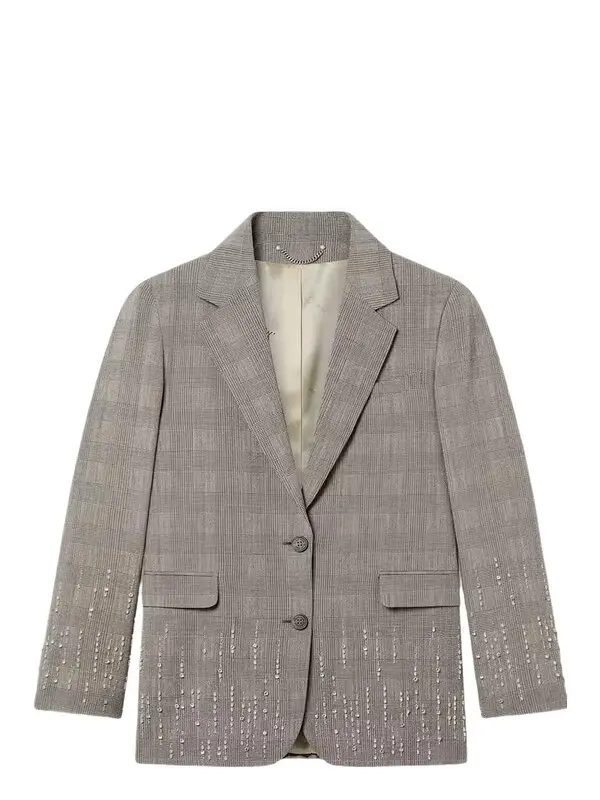 GOLDEN GOOSE Checked Embellished Blazer - Grey