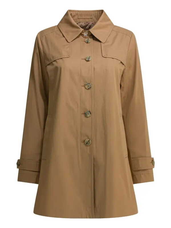 Herno Single-breasted A-line Coat - Brown