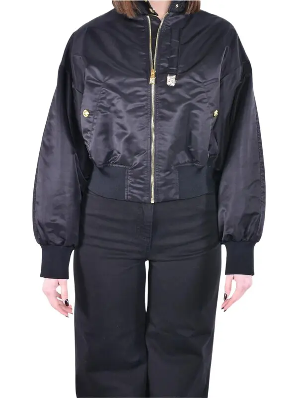 Elisabetta Franchi High Collar Bomber Jacket - Black