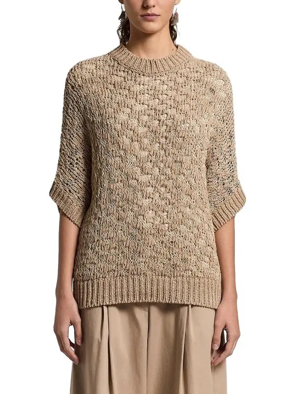 Peserico Open-knit Short-sleeved Sweater - Nude