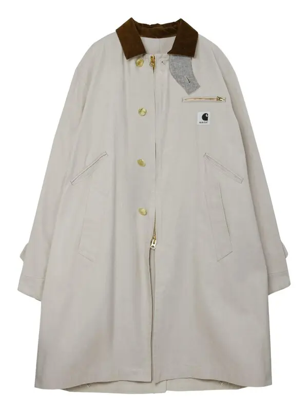 Carhartt Work In Progress X Sacai Logo Trench Coat - Gray