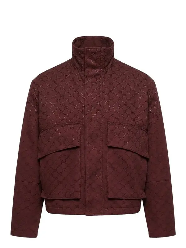 Gucci Embellished Gg Monogrammed Padded Jacket - Wine Red