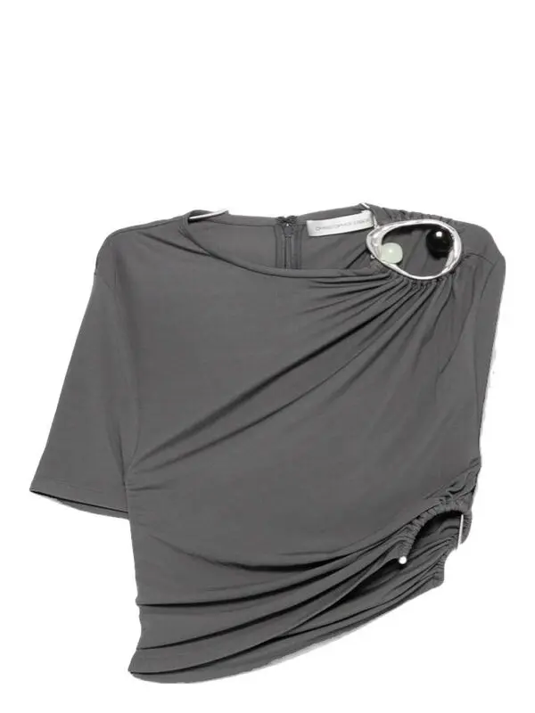 Christopher Esber Asymmetrical Draped Top With Pleated Details - Black