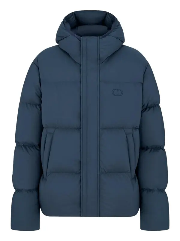 Dior Cd Icon Hooded Quilted Down Jacket - Blue