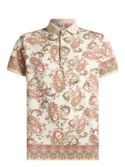 Etro Placed Printed Short-sleeved Polo Shirt - Light Brown