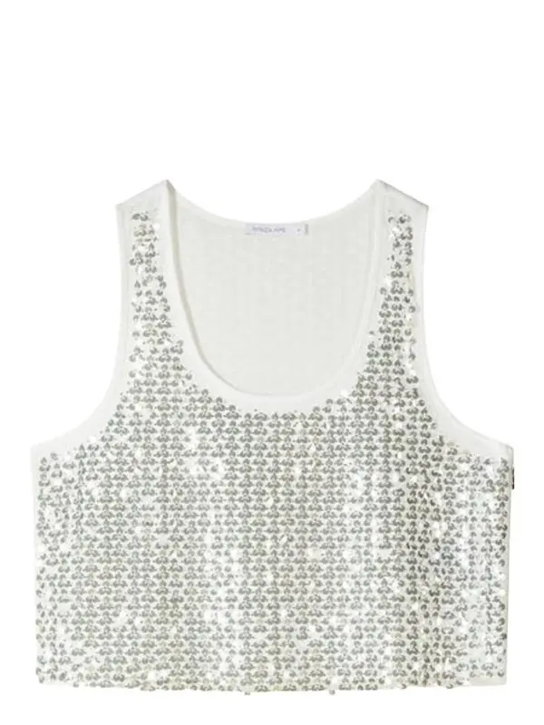 Patrizia Pepe Sequined Cropped Vest - White