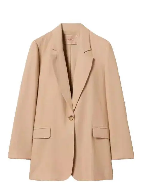 TWINSET Woven Blazer With Notched Lapel - Nude
