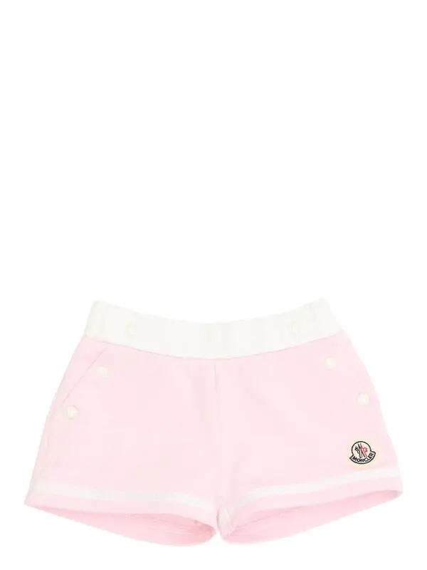 Moncler Enfante Elastic Waistband Logo Patch Shorts - Pink