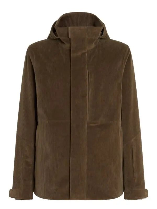 Zegna Cashco Hooded Corduroy Jacket - Green