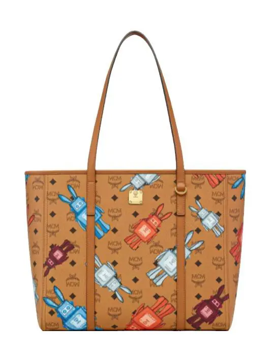 Mcm Toni Top-zip Medium Shopper Bag - Cognac