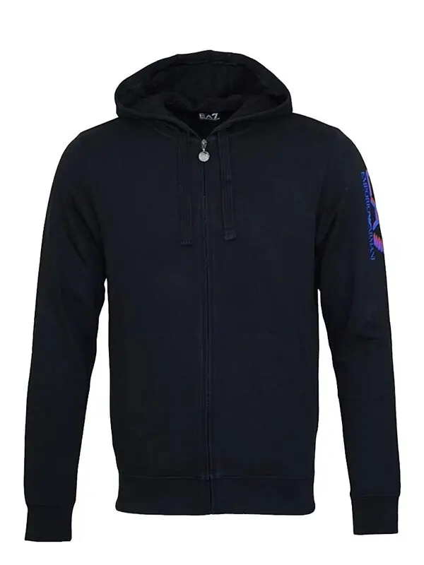 EA7 Hooded Zip-up Casual Jacket - Black